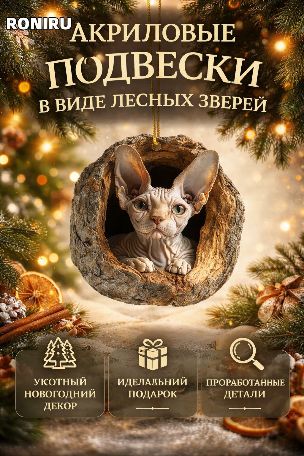 Акриловые подвески в виде лесных зверей для ёлки — рождественские украшения для праздничного декора и как подарок