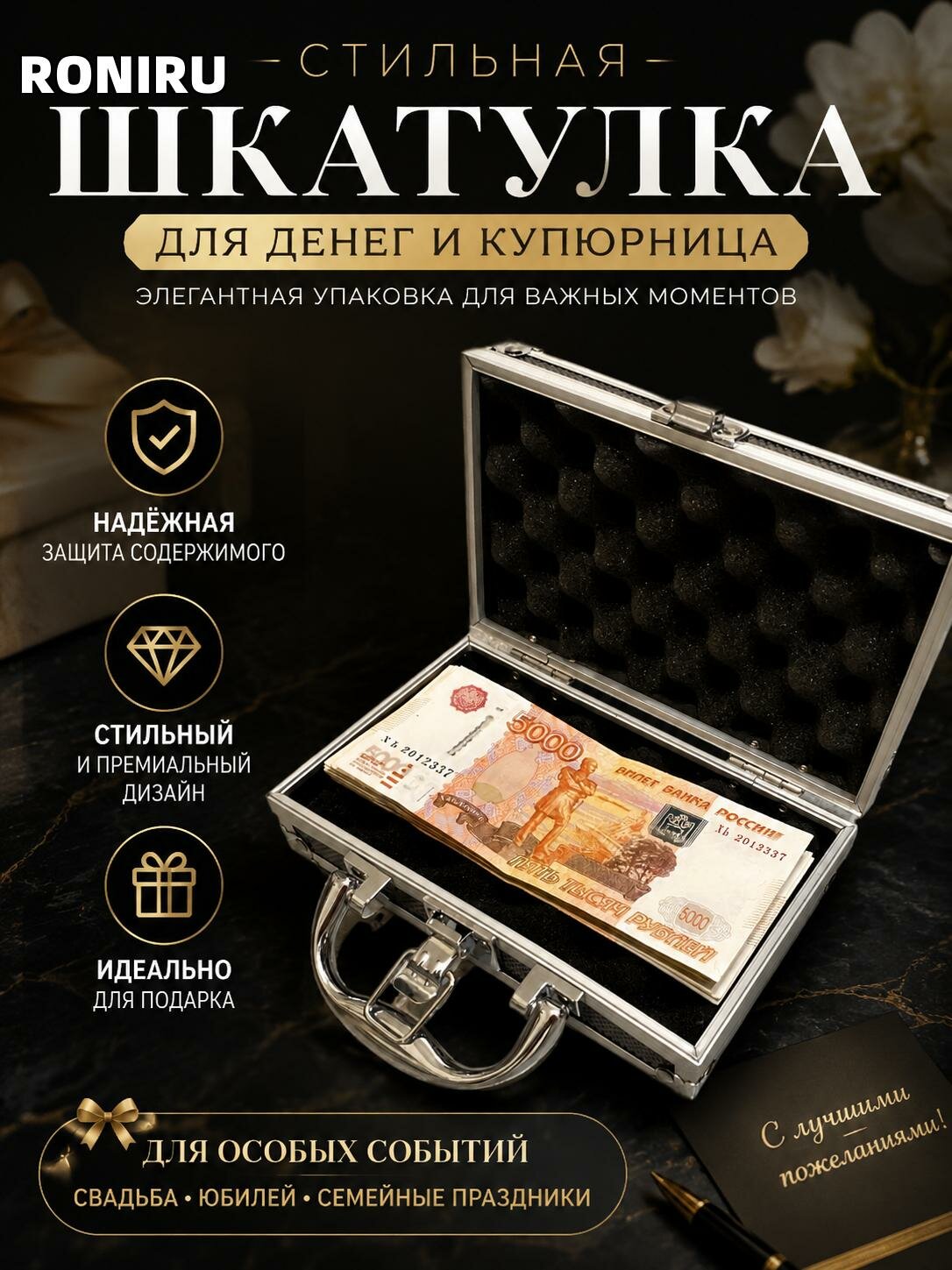 Стильная шкатулка для денег и купюрница — элегантная упаковка для подарков на свадьбу, юбилей и семейные праздники