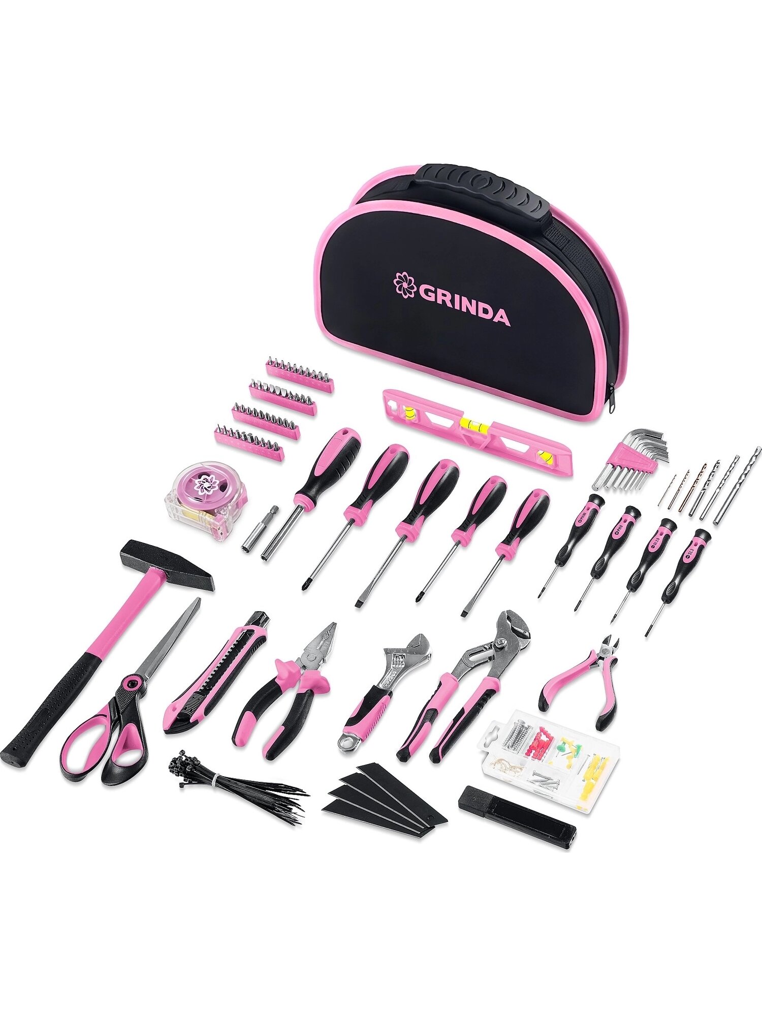 Универсальный набор инструмента GRINDA Pink Force 165 предм