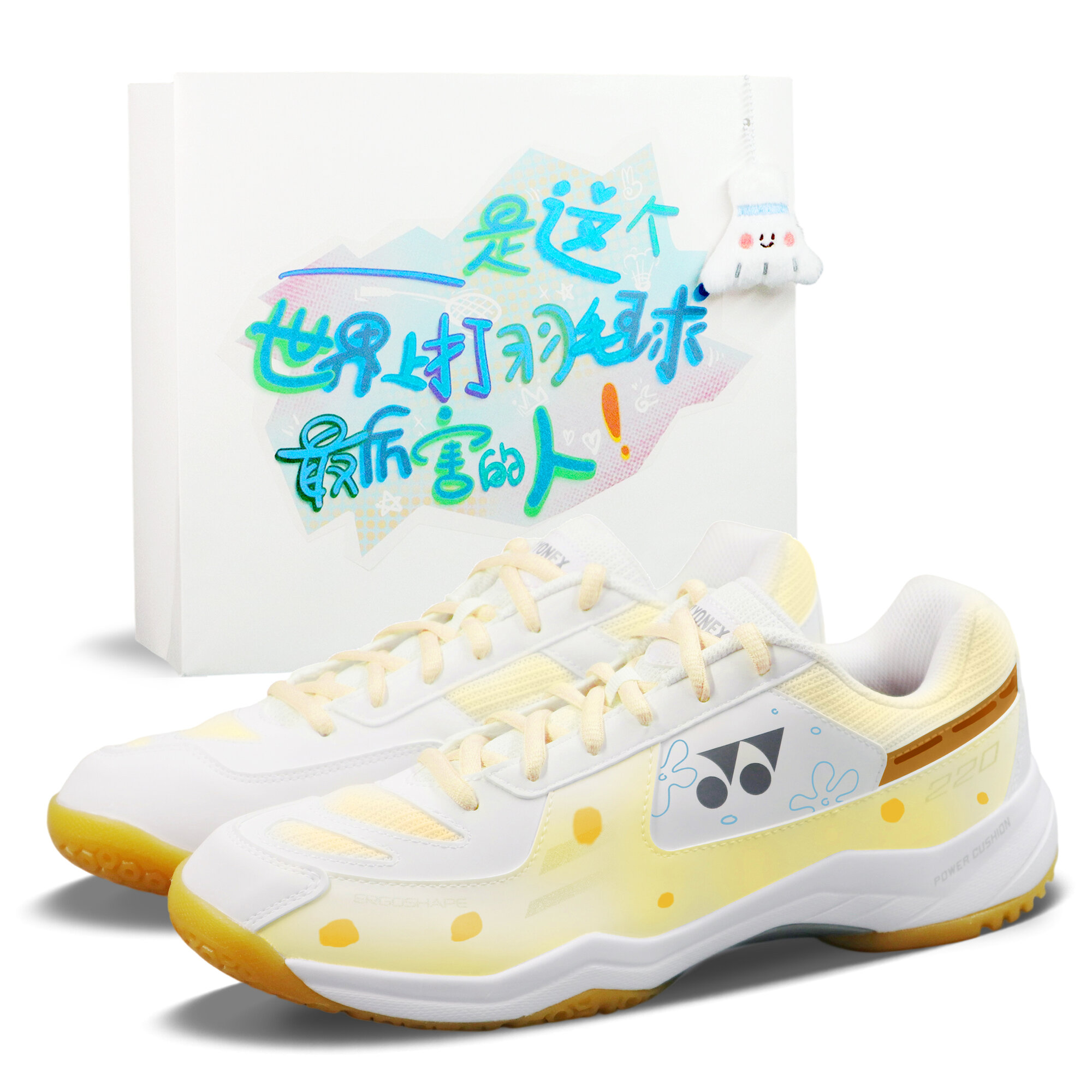 Кроссовки для бадминтона унисекс YONEX Power Cushion белые с розовым 41 EU