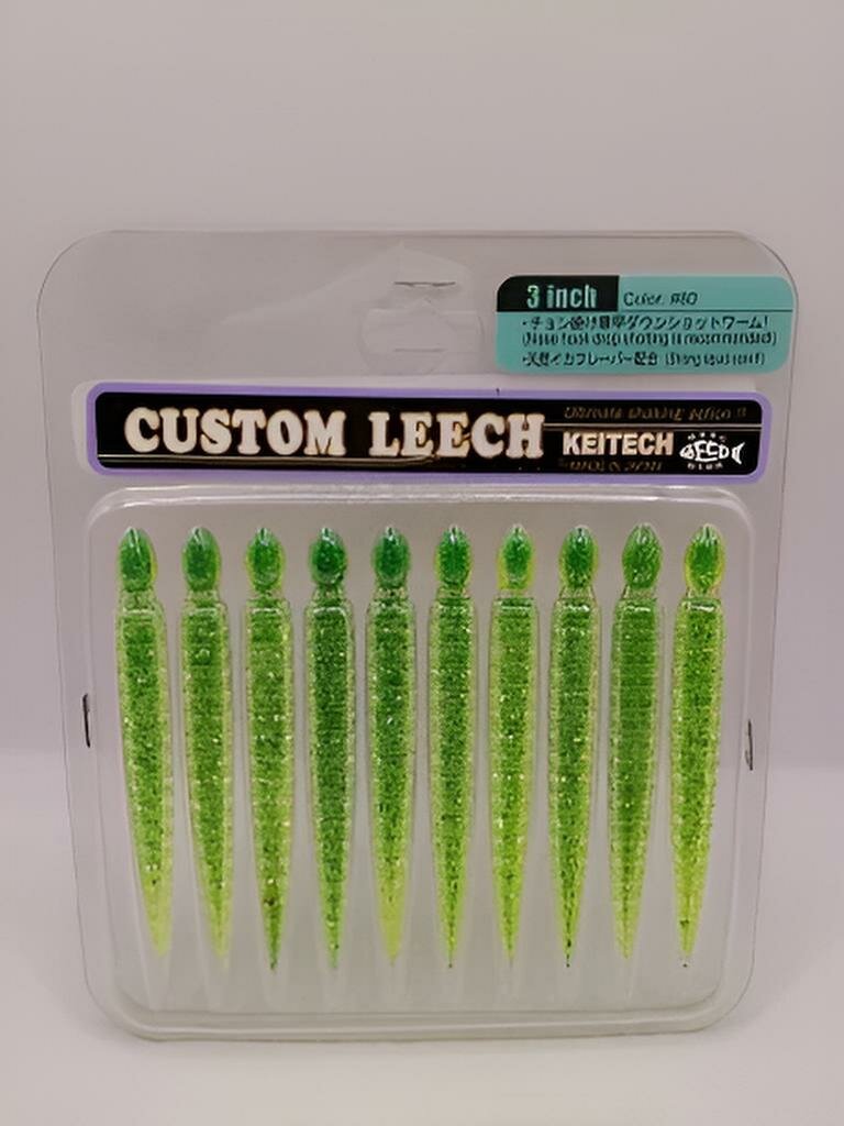Мягкая приманка Keitech Custom Leech пиявка: набор 10шт, 80мм, 3г