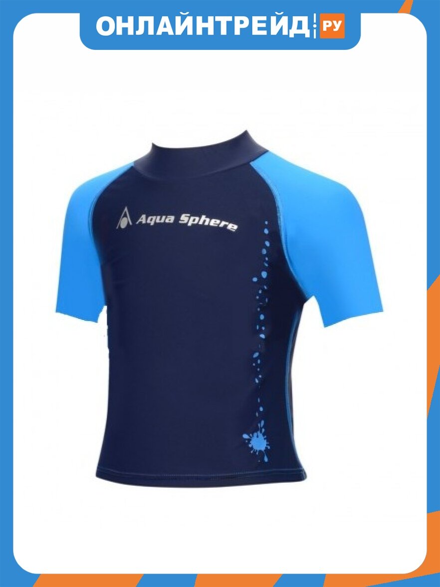Майка аквалайт Aqua Sphere RASH GUARD, детская, короткий рукав, синий, размер 2