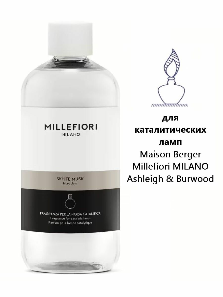 Аромат рефилл "Белый мускус" 500 мл для каталитической лампы Millefiori MILANO, Ashleigh & Burwood и Maison Berger
