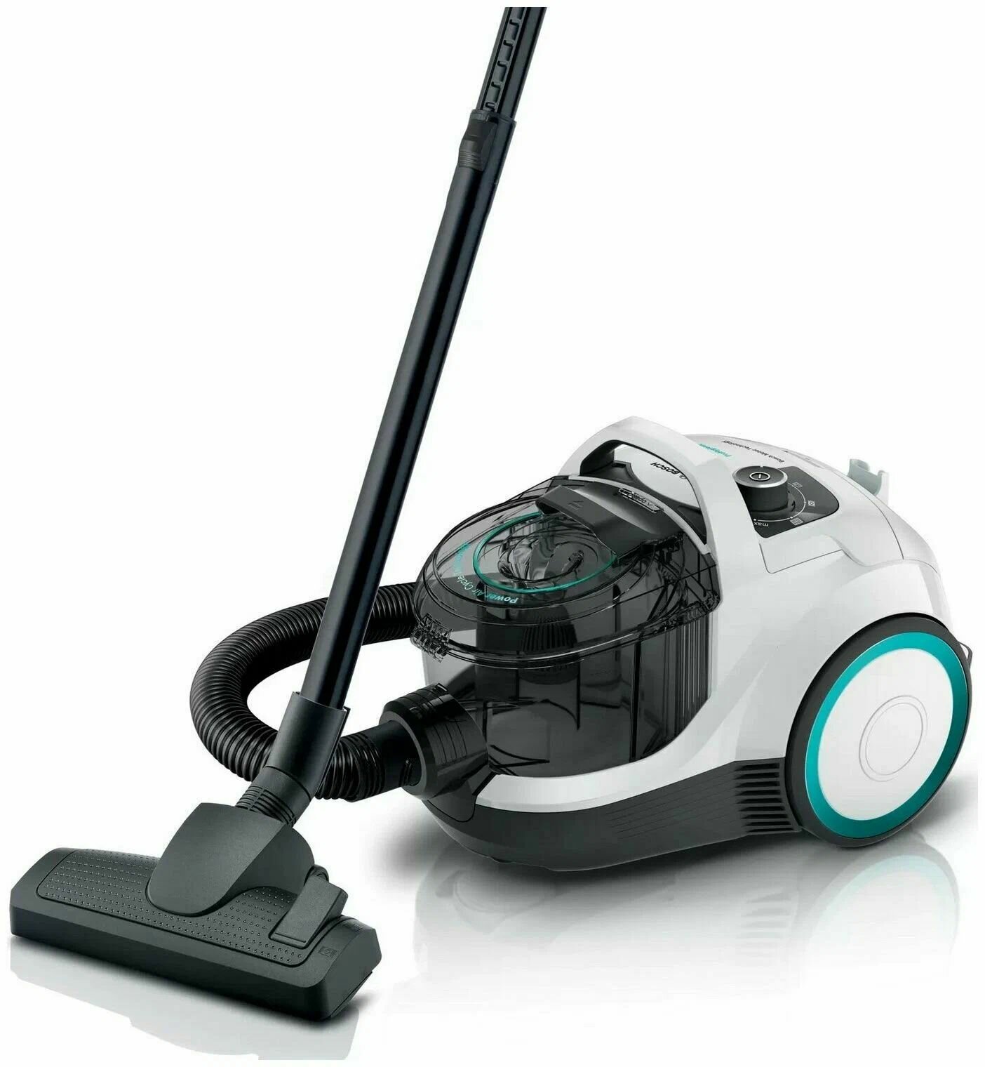 Bosch Пылесос проводной BGC21HYG1, Serie 4, 700 Вт, сухая уборка, с контейнером 1.4 л, 3 насадки, двигатель HighPower Airflow, очистка AirCycle, насадка для уборки пола, фильтр UltraAllergy, белый