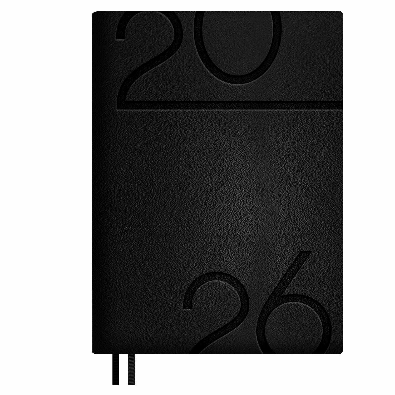 Ежедневник А5+ 176л датир. 2026г интег. обл. Кассандра черный кожзам 2 ляссе ESCALADA 70211