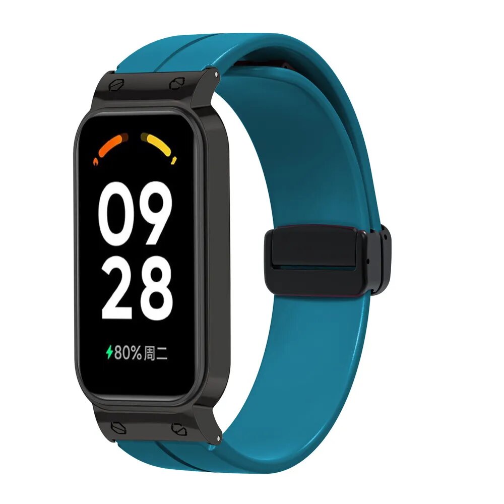Магнитный силиконовый ремешок для Xiaomi Smart Band 8 Active/ Redmi Smartband 2