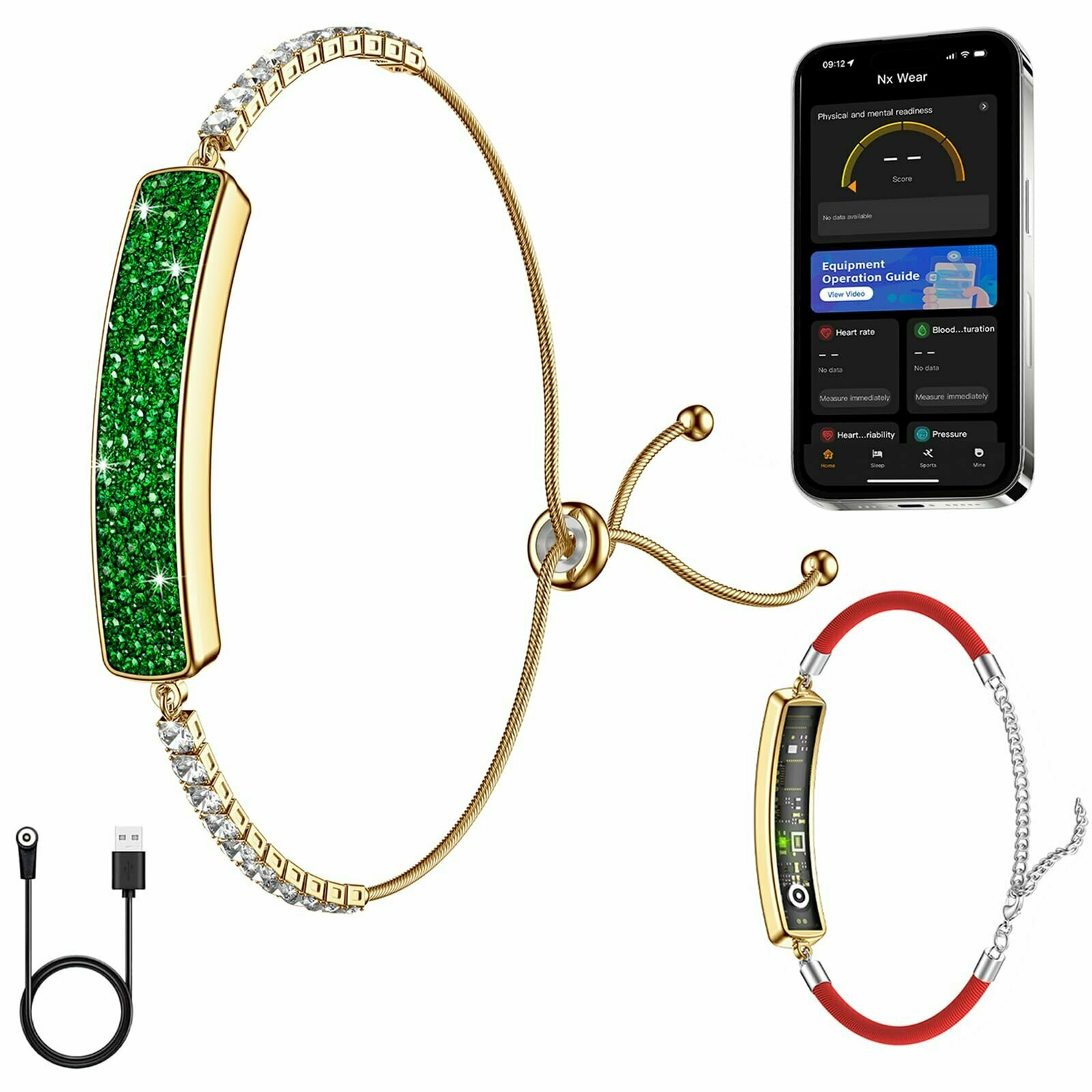 Браслет CCIT Smart Bracelet, инкрустированный бриллиантами, мониторинг состояния здоровья