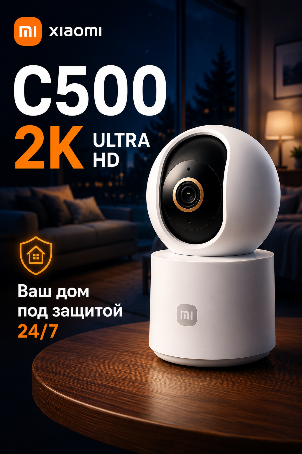 Умная камера видеонаблюдения Xiaomi Smart Camera C500, 3.5K, Wi-Fi 6, поворотная 360°