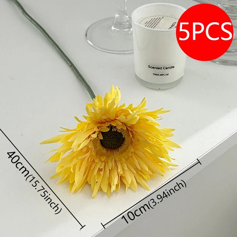 Искусственные цветы Гербера 5шт Желтый, yellow