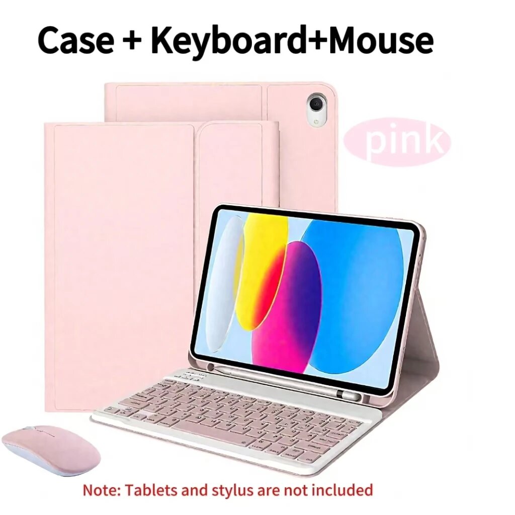 Чехол для iPad A16 11 дюймов с клавиатурой HUAIBX Розовый, Pink 2, Portuguese