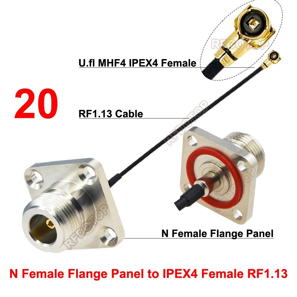N Female to IPEX4 RF1.13 Cable 15cm