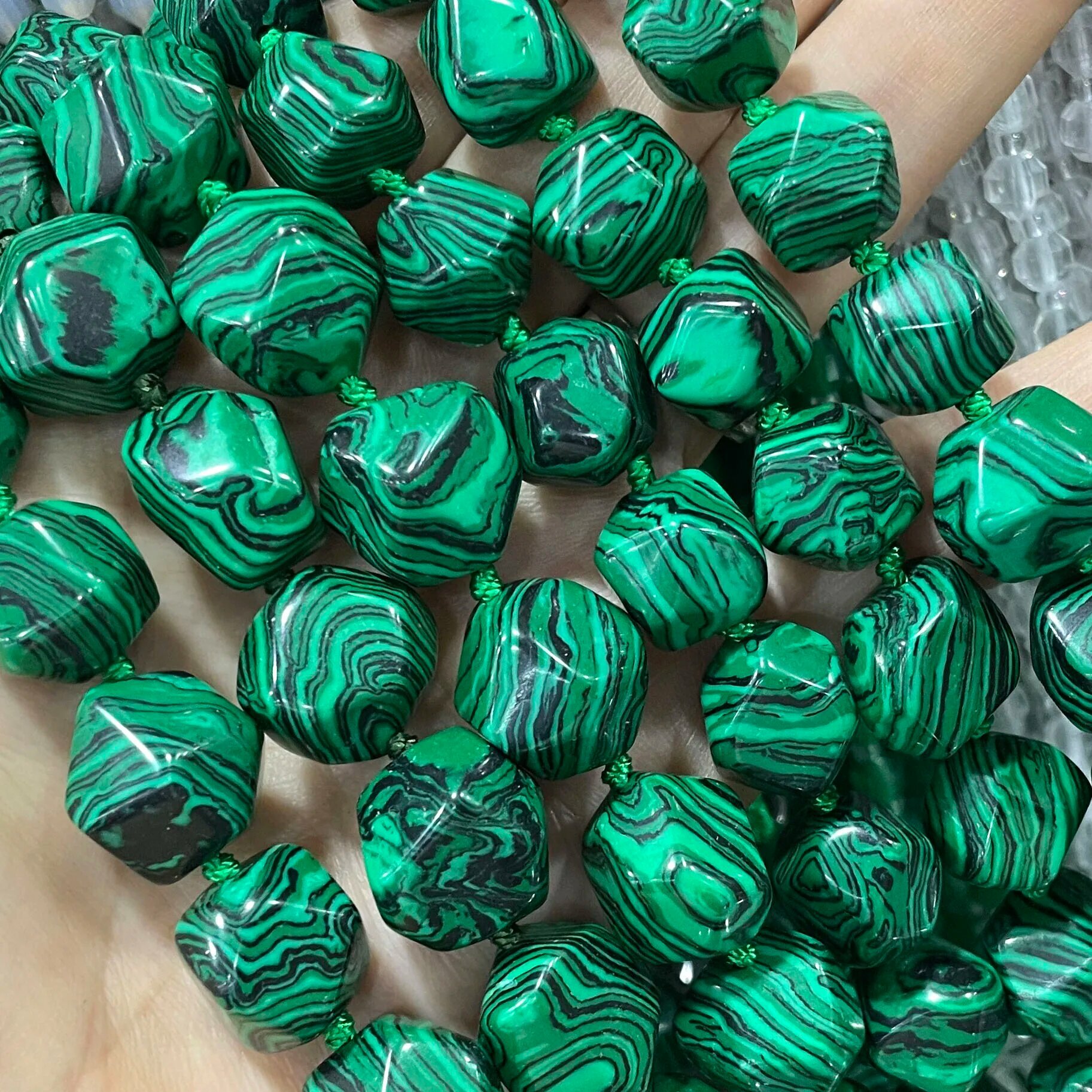 Бусины из натурального камня JCXAZSJ Изумрудный, Malachite