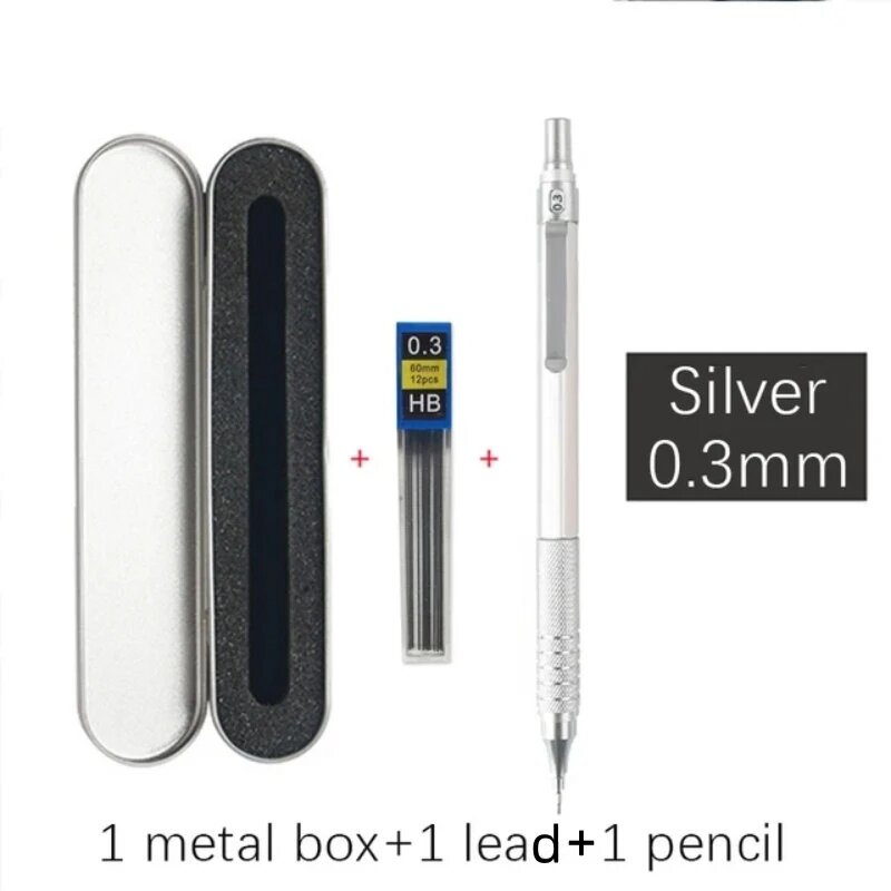Механические карандаши MROOFUL 0.3, 0.5, 0.7, 2.0 мм Серый, 0.3 silver with box