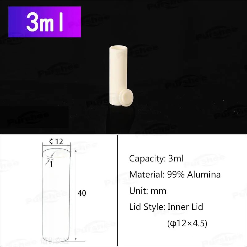 Глиноземный цилиндрический тигель Purshee Спецификация 1 с крышкой D12x40mm 3ml