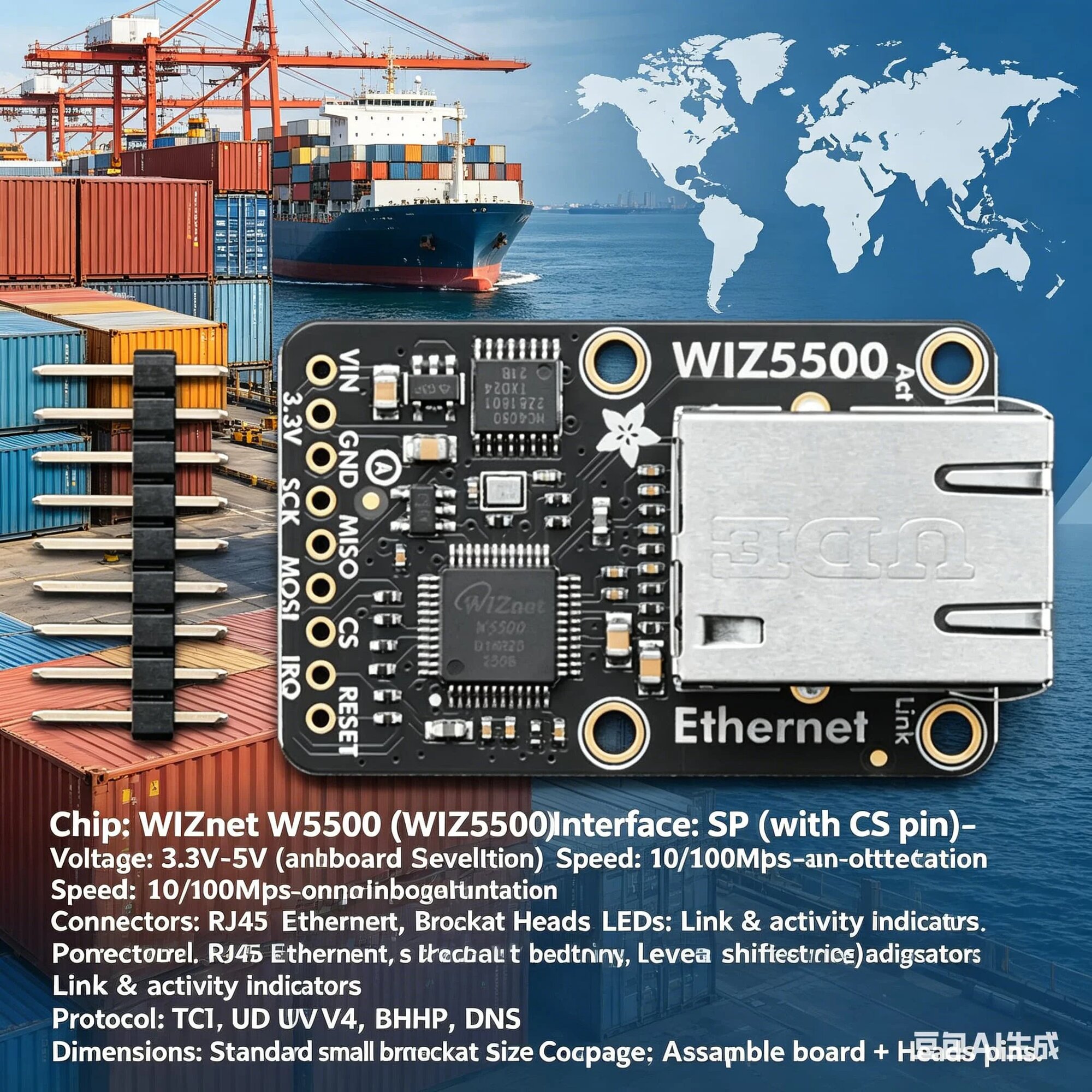Adafruit WIZ5500 Ethernet Controller Board