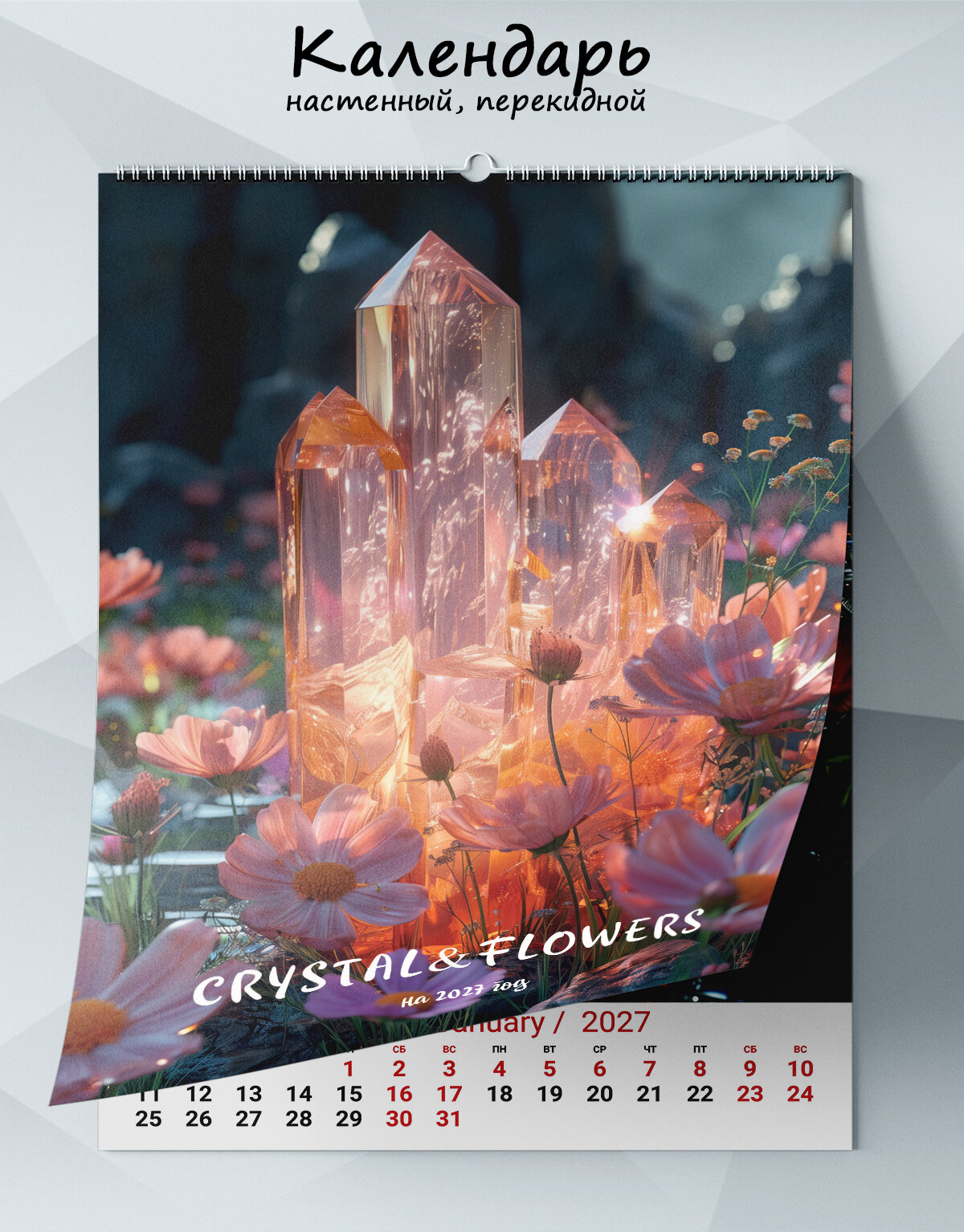 Календарь настенный, перекидной "Crystal&Flowers" на 2027 год