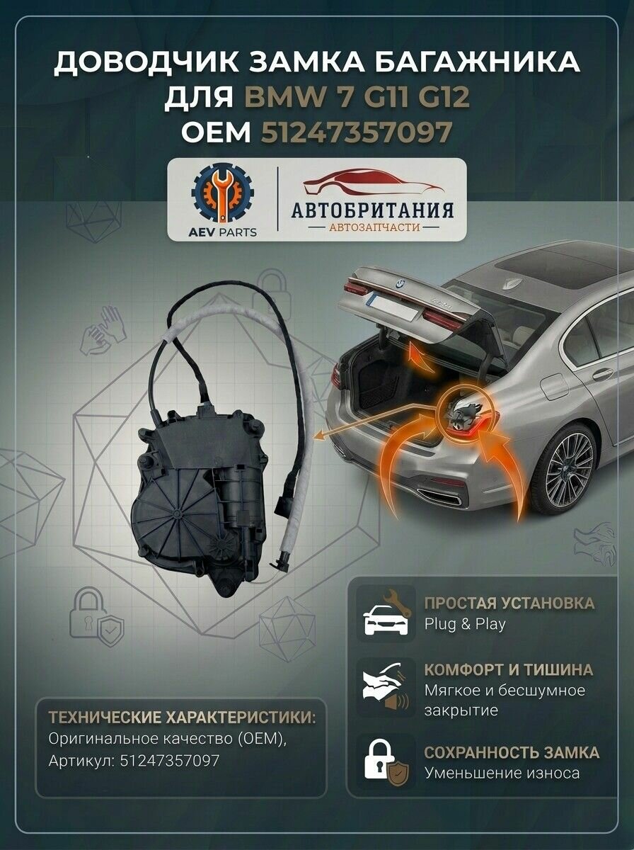 Доводчик замка багажника BMW 7 G11 G12 51247357097
