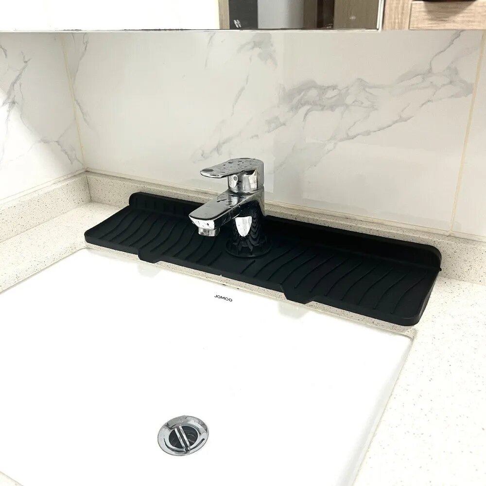 Силиконовый коврик для защиты от брызг на кран Black-46x14.5cm