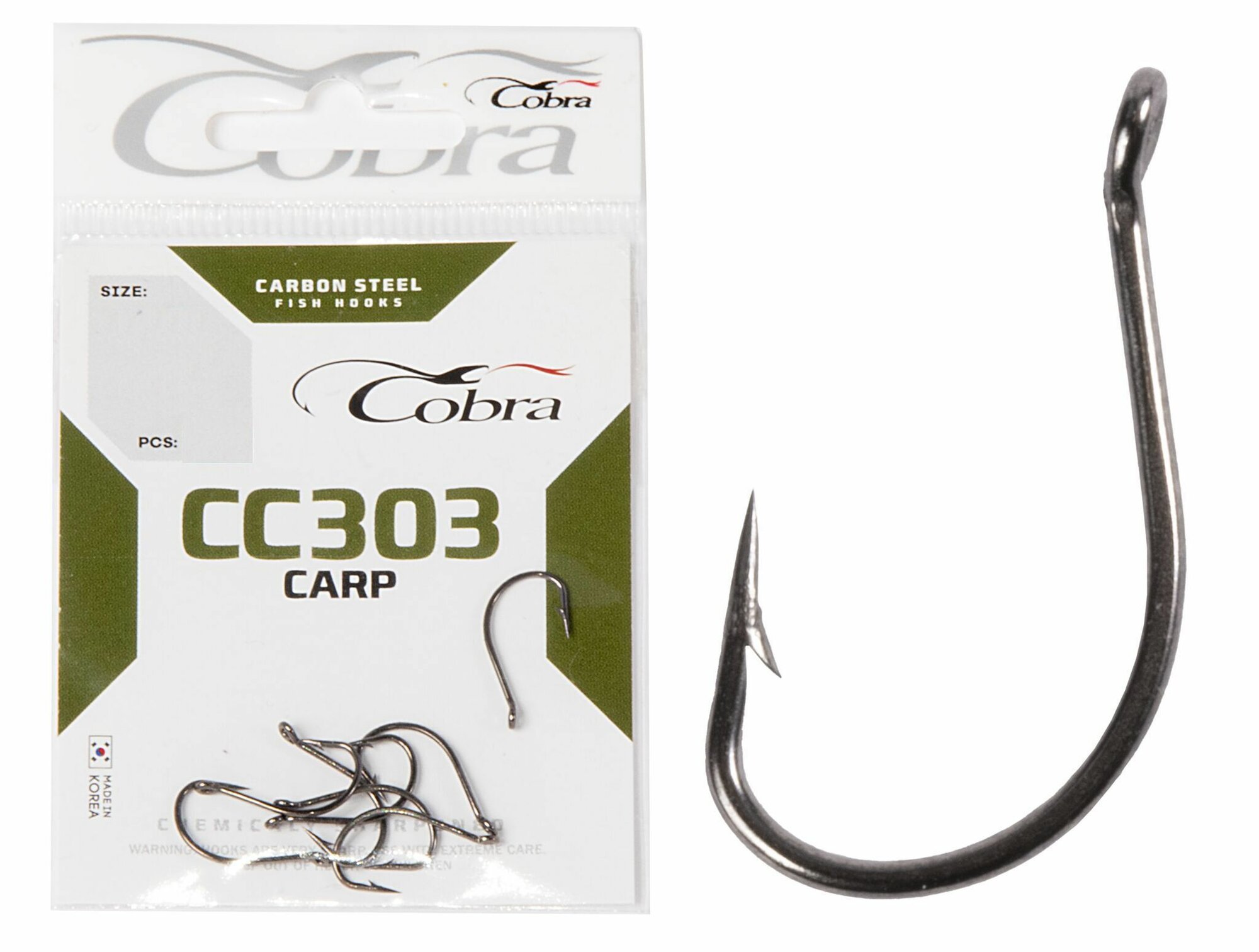 Крючки рыболовные Cobra CARP HIRASU CC303, размер 6, 10 шт в упаковке / Крючки для рыбалки Кобра Карп Хирасу