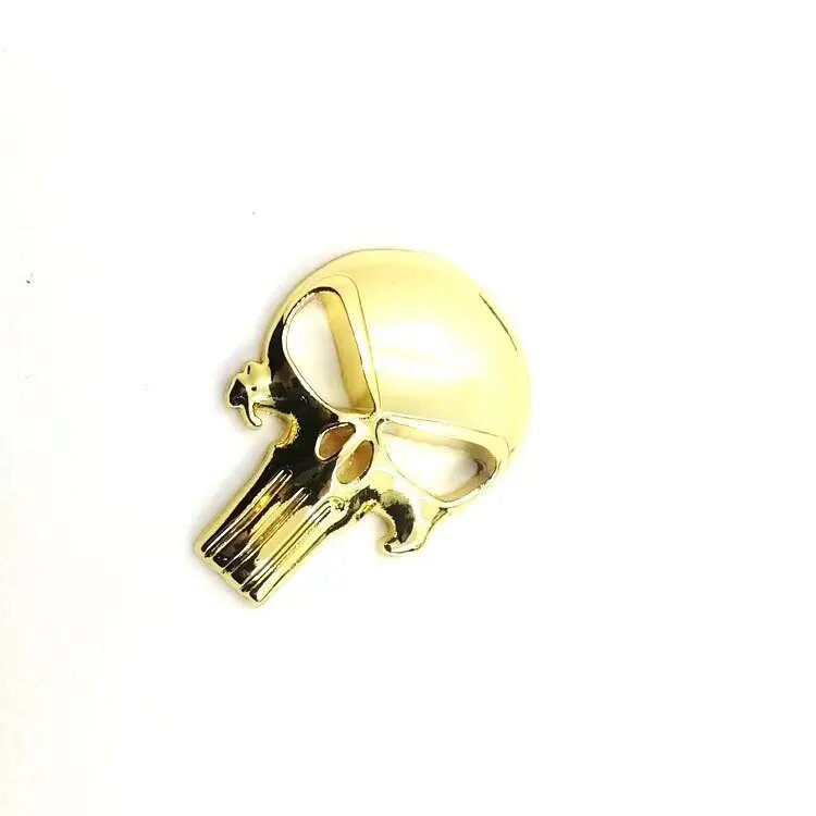 Металлическая 3D наклейка череп Punisher для оружия Gold 1PC