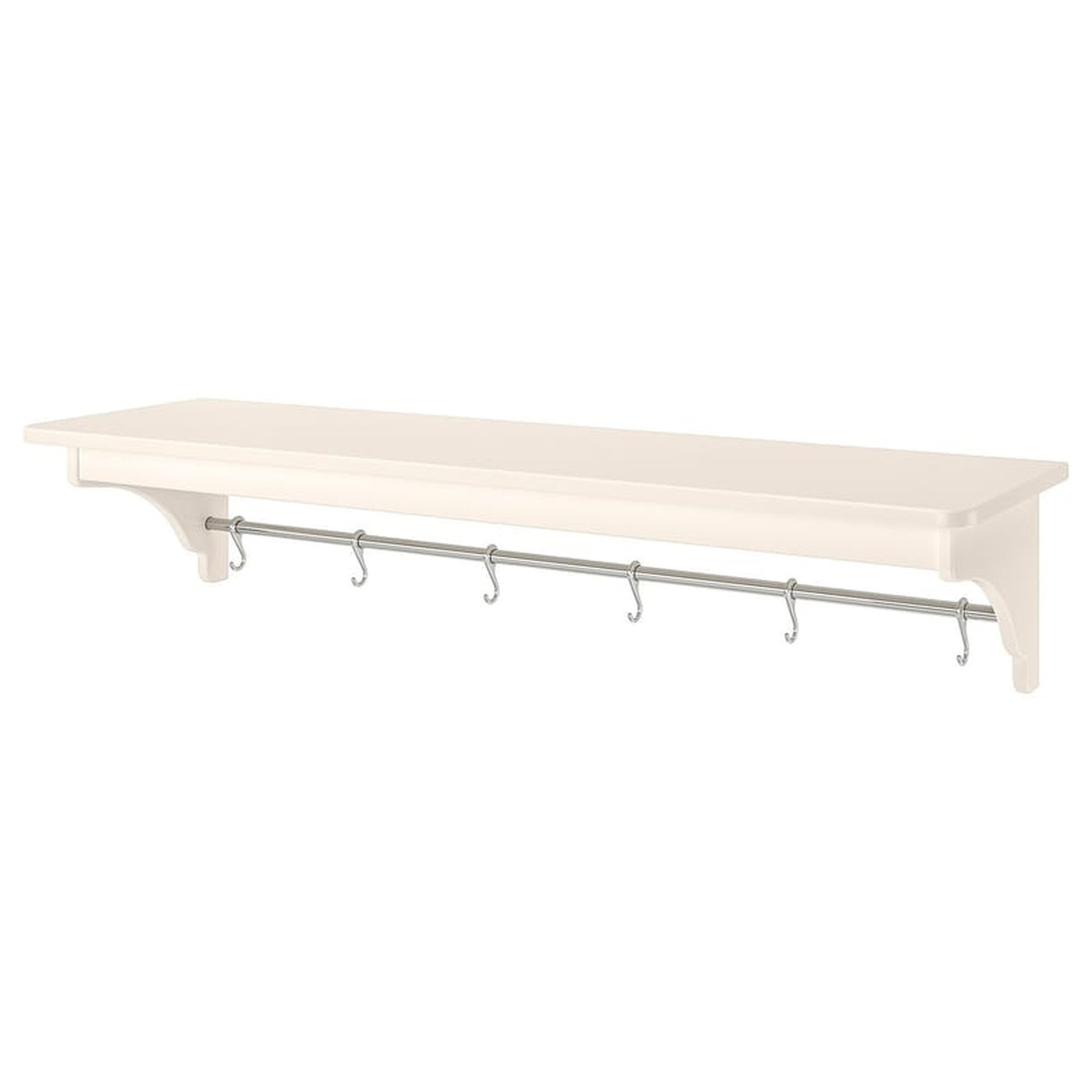Настенная полка IKEA TORNVIKEN 603.916.61, с крючками, кремовая, 120 см