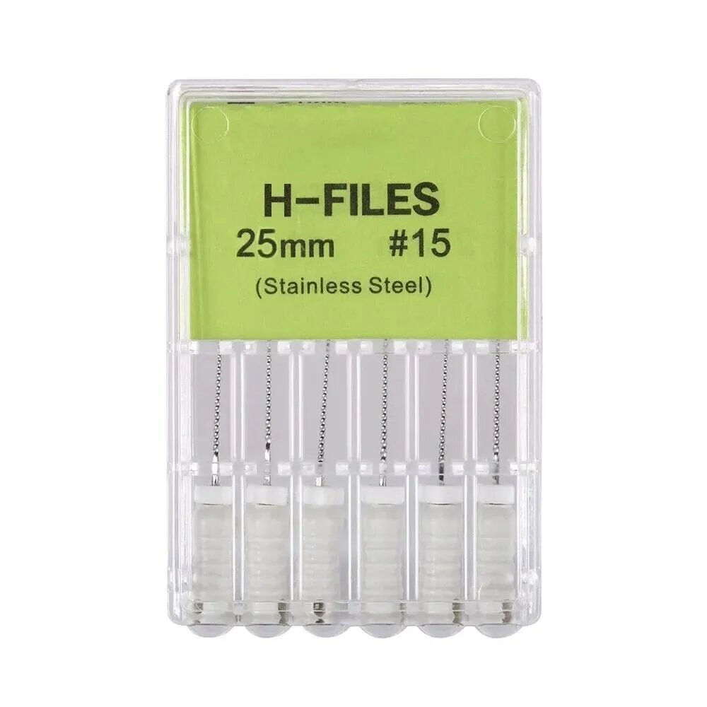 H-Files 25мм № 15, Ручные файлы стоматологические,6 шт