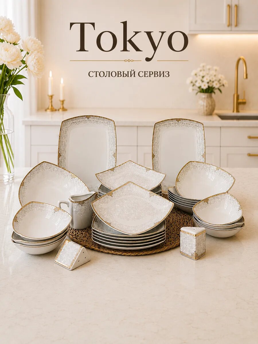 Столовый сервиз Pardis Chini "Tokyo", фарфор, на 6 персон, 30 предмета