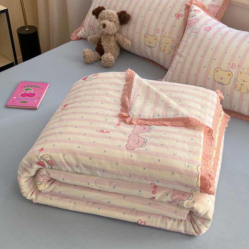 Cake Bear Чистый хлопок Летнее легкое одеяло для одного человека, 150x200 см, легкий комфорт для студентов и взрослых