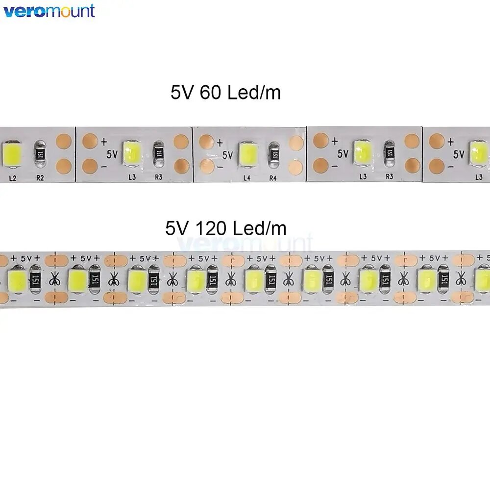 Светодиодная лента Veromount 5м 2835 RGB 60/120 LEDs/m Red, IP20 Non Waterproof, 120LEDs per meter