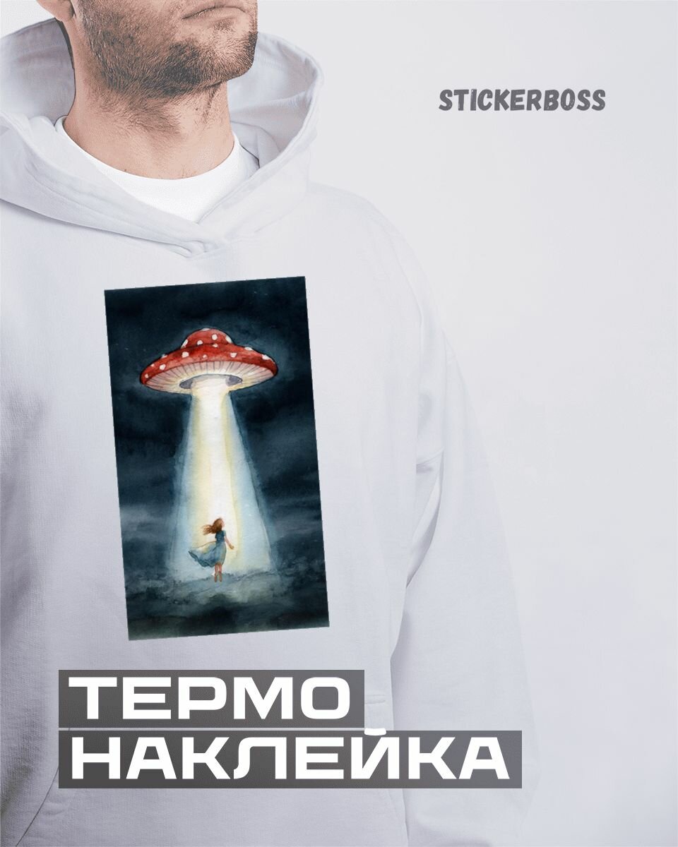 Термонаклейка термотрансфер на одежду "Девушка и мухомор" — фото 1