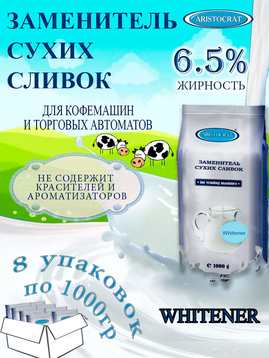 Заменитель сухих сливок "Whitener", коробка, 8шт/ 8кг, растворимый