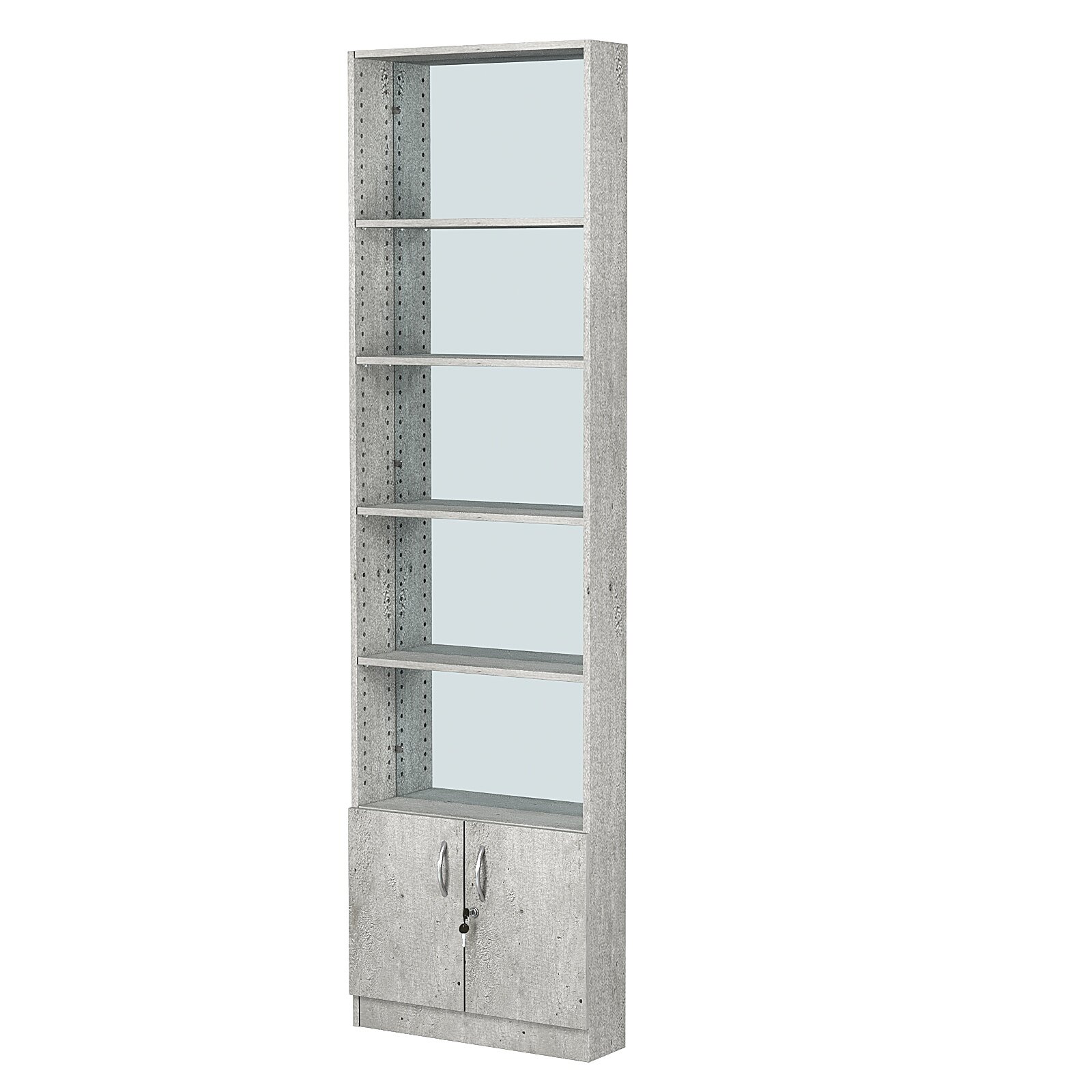 Стеллаж из ДСП с 4-мя полками 150x600 мм серии LEVEL-4 №2-2 (З/C - зеркало), Метрополитан Грей