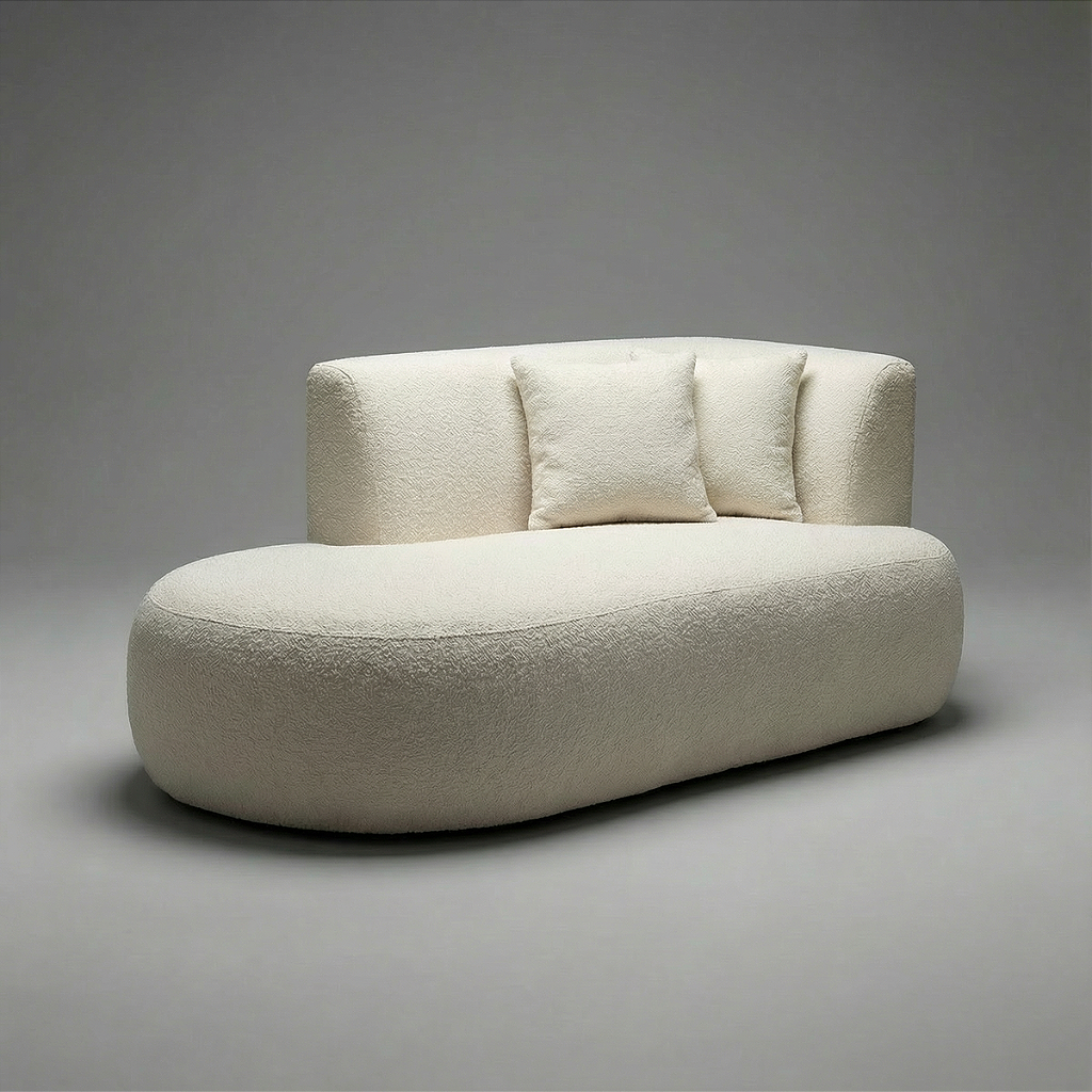 Диван Sofa Cloud, 160×88×69 см, белый, ткань букле, эргономичная посадка  —  для гостиной, офиса, фотостудии — фото 1