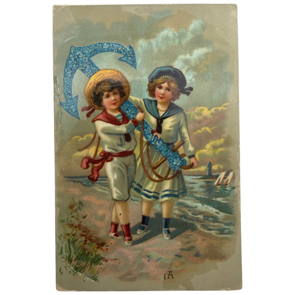 Почтовая открытка "Маленькие моряки" 1900-1917 гг. Германская Империя