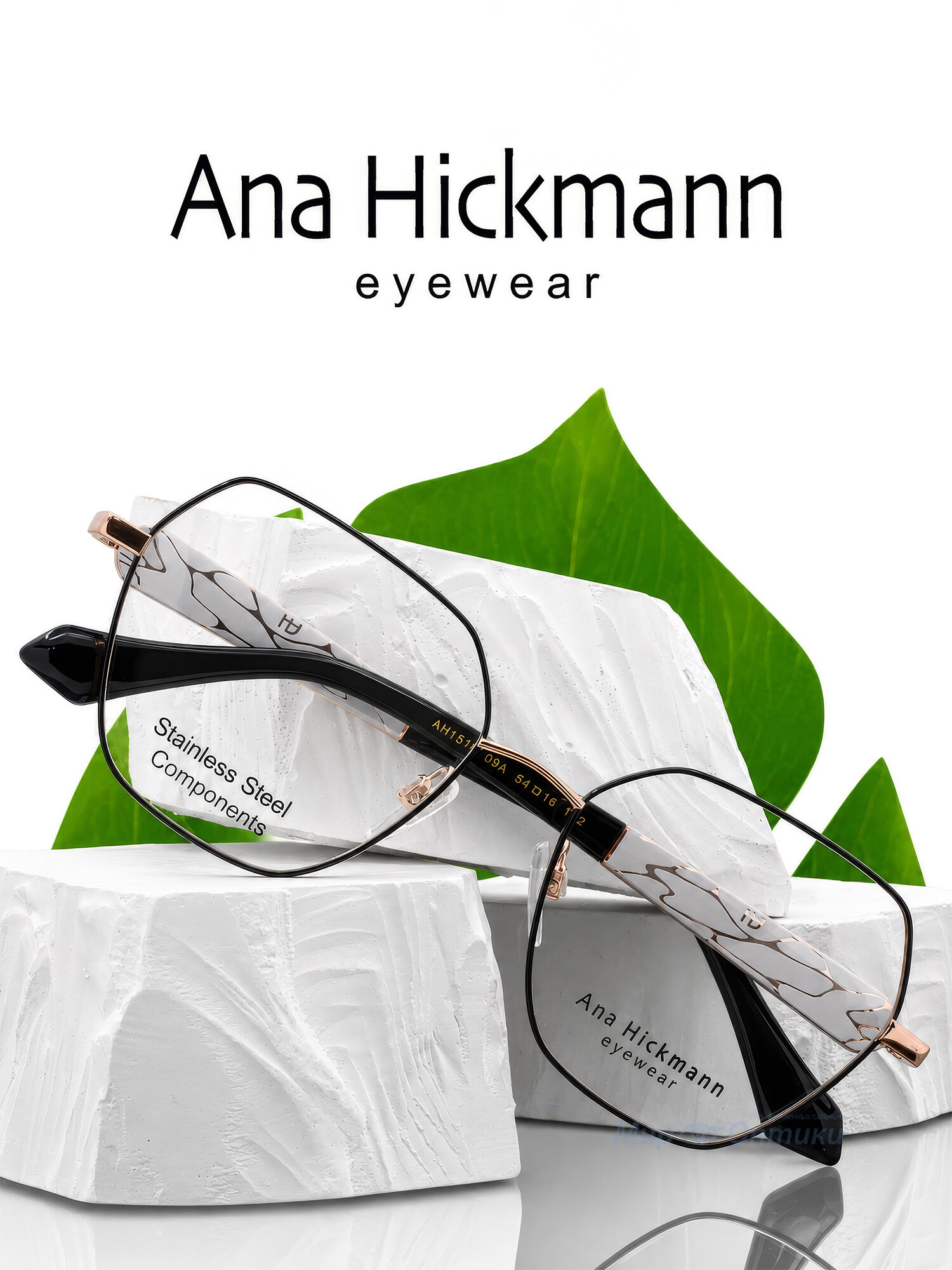 Оправа для очков Ana Hickmann AH1579 09A пол Женский форма оправы Геометрическая цвет оправы Чёрный, Золотой