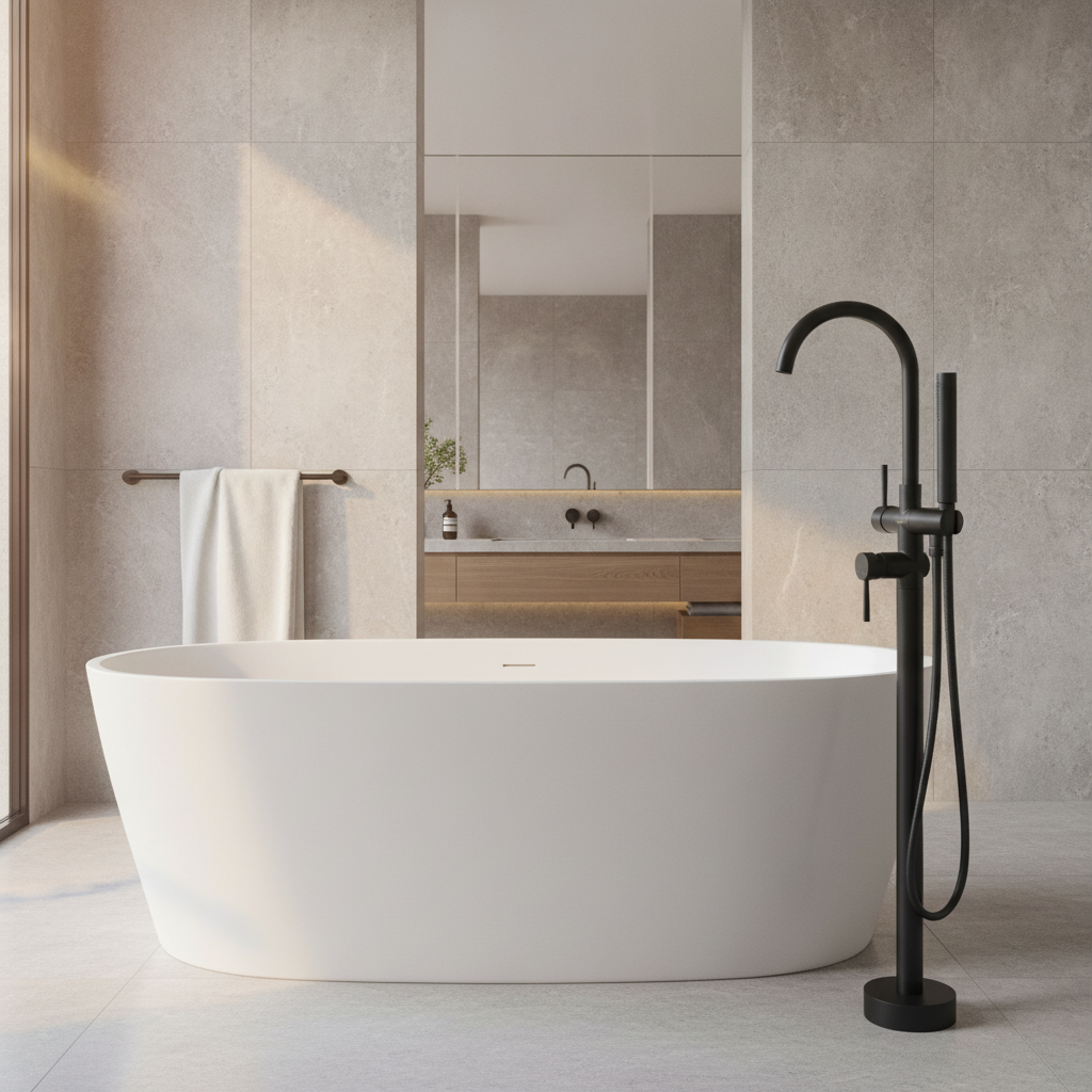 Напольный смеситель для ванны Maxonor PURE LIFE SUPERIOR PL3087-7 Чёрный матовый
