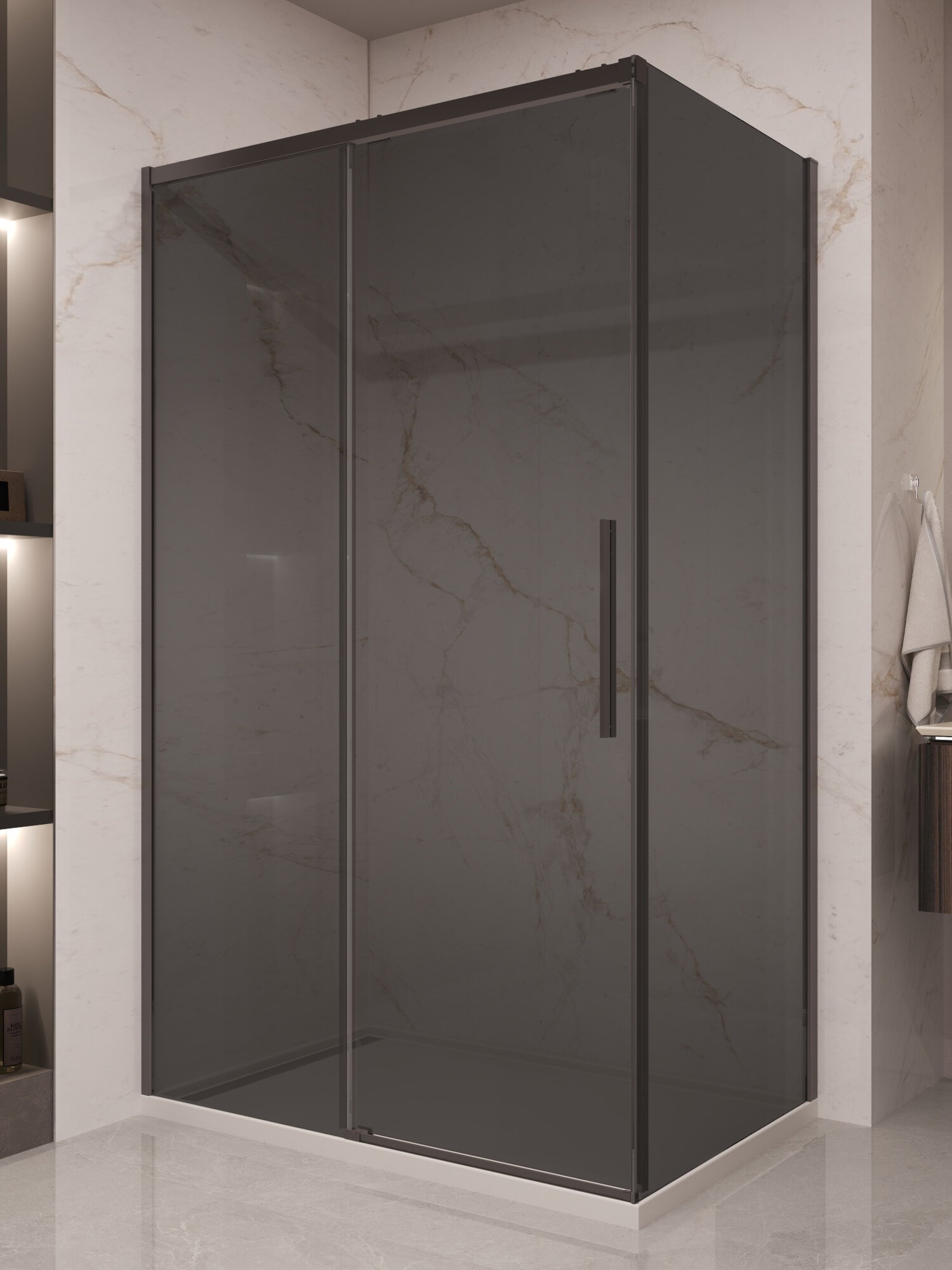 Душевой уголок Vincea Стелла (Stella) VSR-1ST9012CGB 120x90 см, профиль матовый черный, стекло тонированное