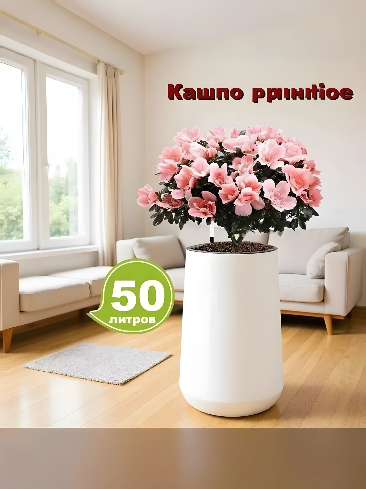 KNOW EASY-Кашпо с автополивом 67 л, 70 см, 1 шт, цвет белый