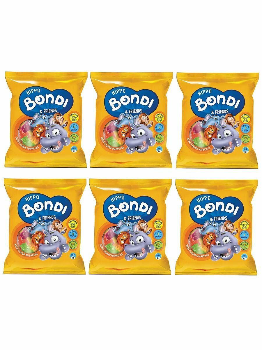 HIPPO BONDI & FRIENDS Жевательный мармелад, 30 гр, 6 уп