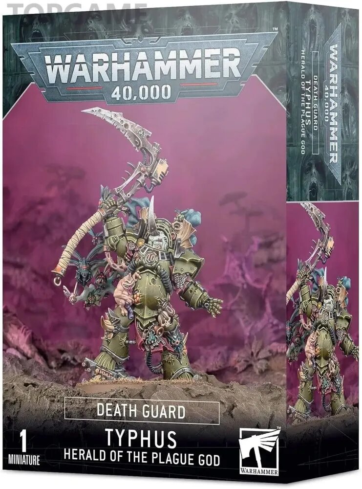 Миниатюры Warhammer 40000 Death Guard Typhus Herald of the Plague God, 1 миниатюрная модель для настольной игры