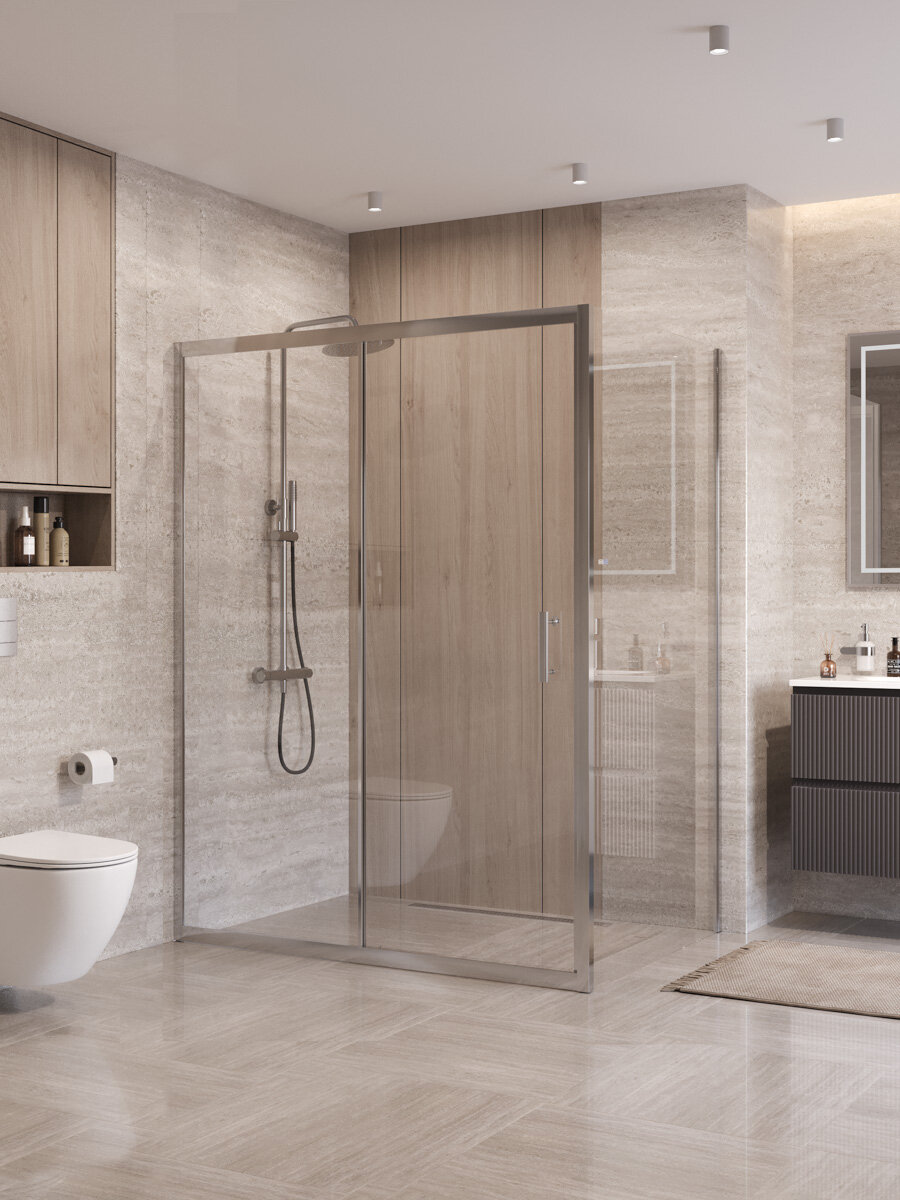 Душевой уголок BelBagno Формат (Uno) 195-AH-1-140/90-C-Cr профиль хром, стекло прозрачное