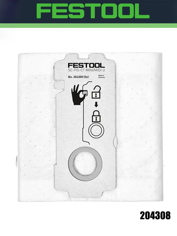FESTOOL 204308 SC-FIS-CT MINI/MIDI-2/5/CT15 Самоочищающийся нетканый фильтр-мешок Высокоэффективный пылеуловитель Аксессуары для инструмента