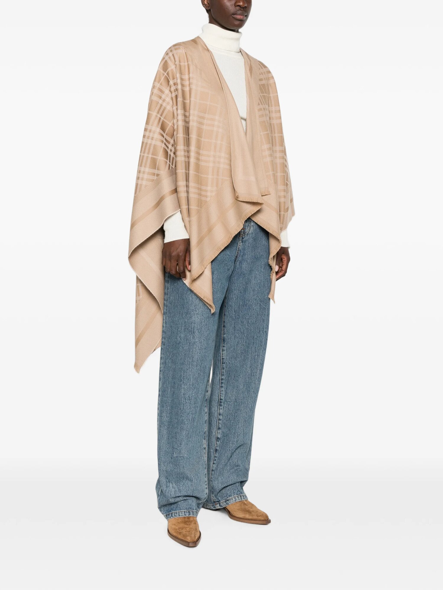 Накидка BURBERRY Check-pattern cape, размер OneSize, разноцветный — фото 1