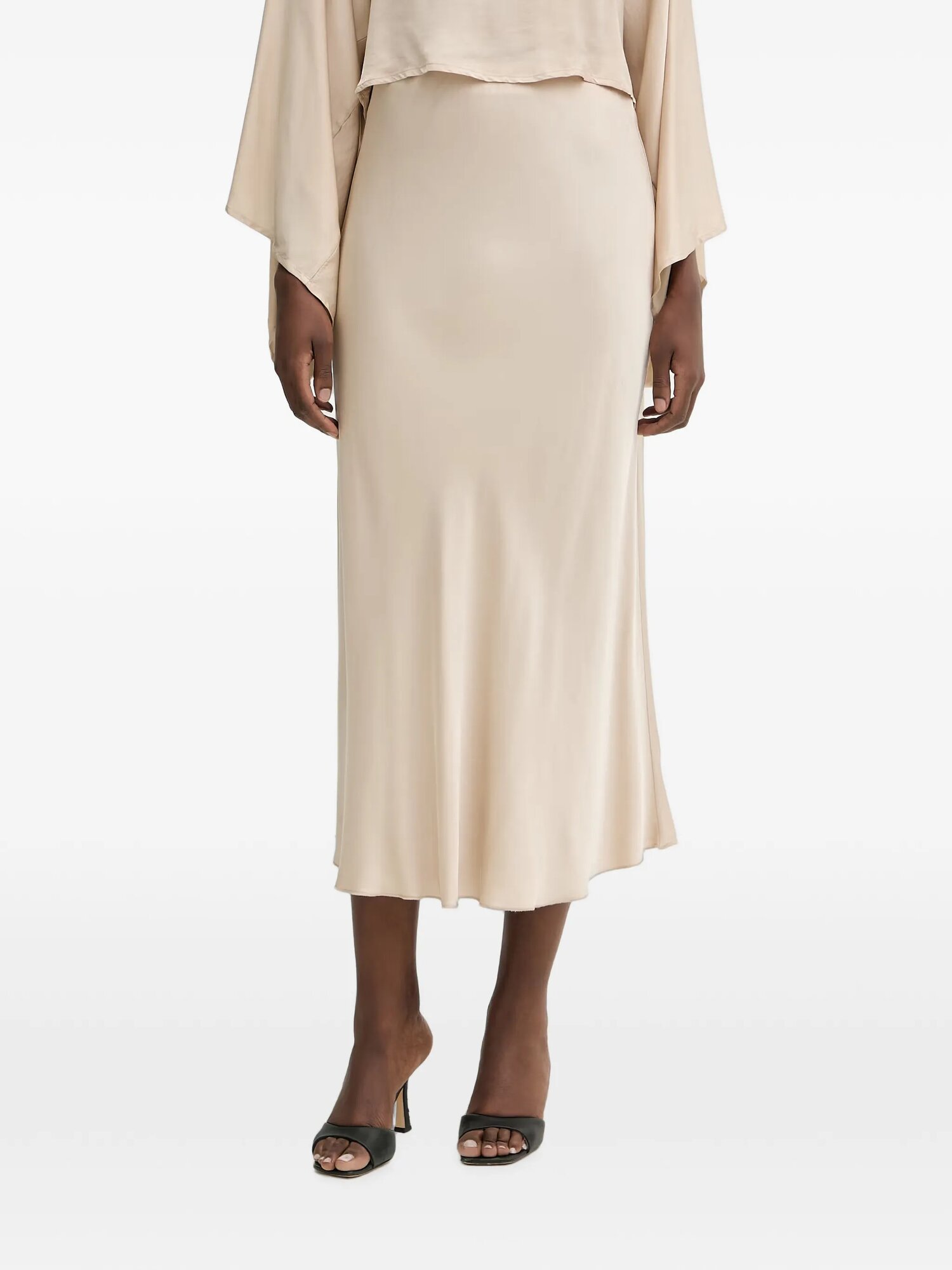 Юбка Satin-finish flared midi skirt
