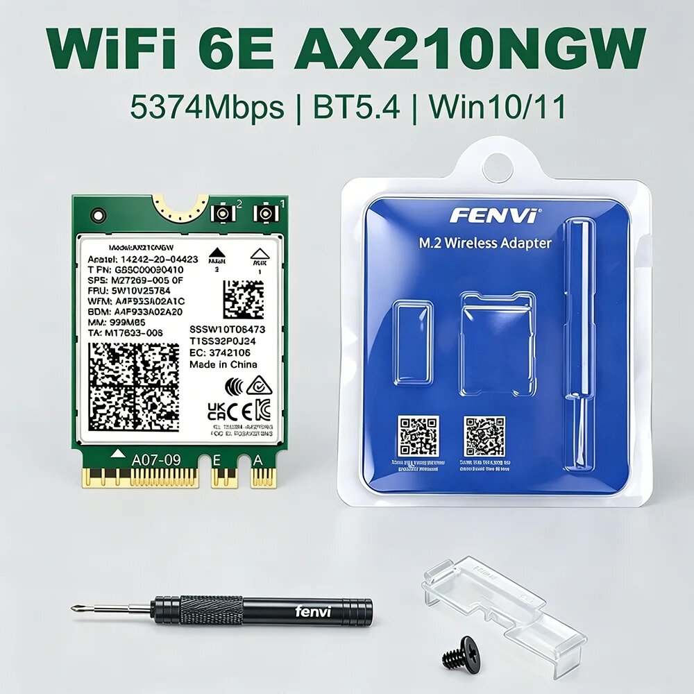 Беспроводная сетевая карта Fenvi Wi-Fi 6E AX210 Bluetooth 5.4