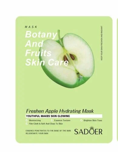 FRESHEN APPLE Hydrating Facial Mask, Sadoer (свежее яблоко увлажняющая тканевая маска для лица), 25 г.