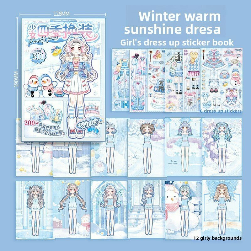 Girl dress up sticker book with handmade paper for creative play and diy crafting styleq