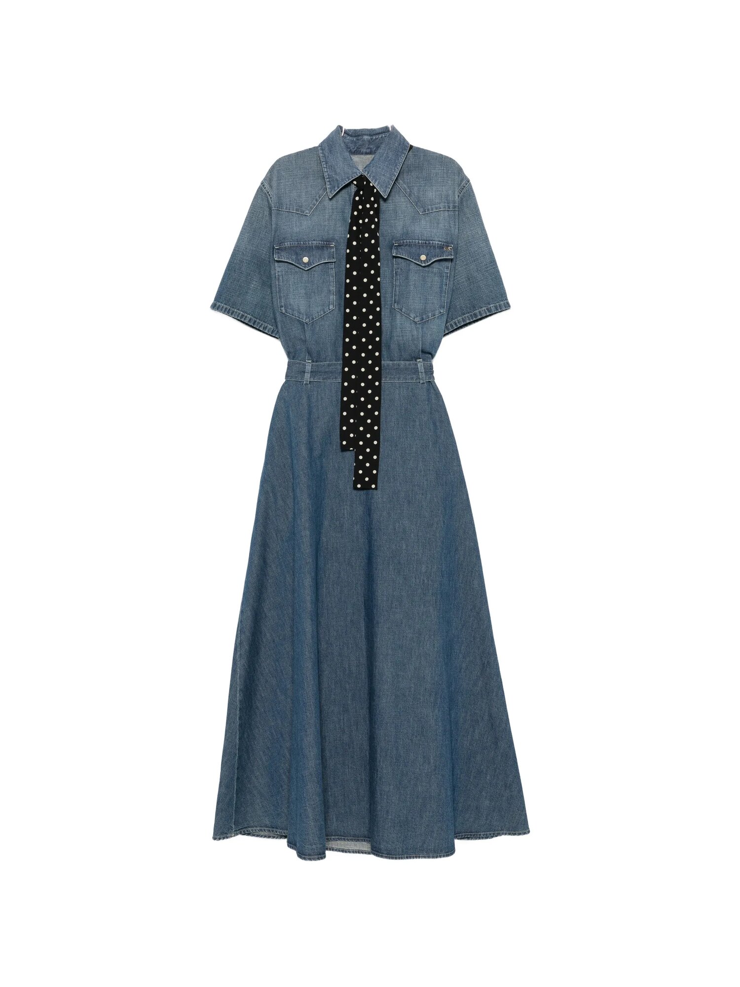 Платье Polka-dot-tie denim midi dress