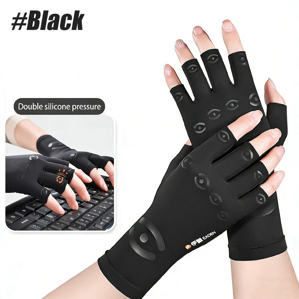 JUUMMP Компрессионные перчатки для рук от артрита Черный, S, Black-1Pair