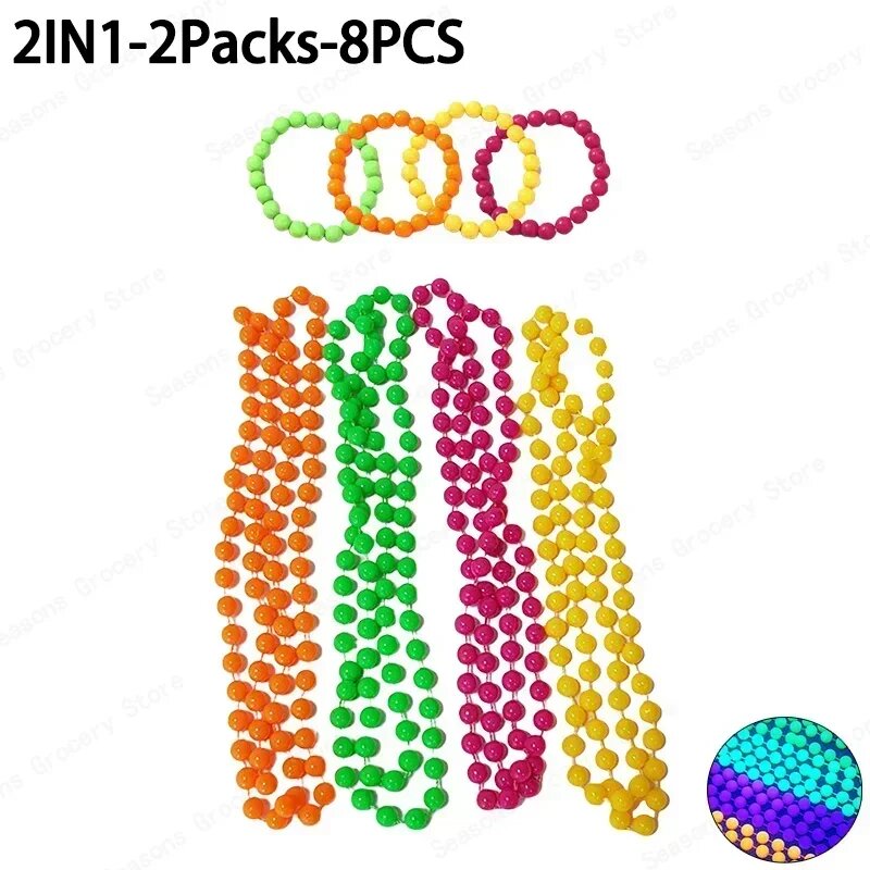 Флуоресцентное неоновое ожерелье и браслет, пластик 2IN1-2Packs